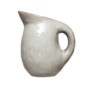 STORIED HOME Neutral Reactive Glaze Stoneware Pitcher - Cream