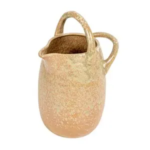 STORIED HOME Stoneware Watering Pitcher With Handles - Tan