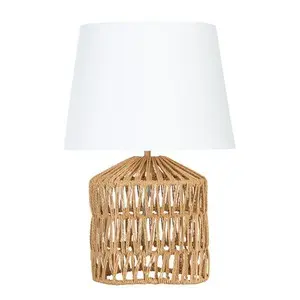 STORIED HOME Woven Rope Table Lamp With Empire Shade - Brown