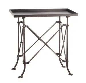 STORIED HOME Vintage Rectangular Metal Side Table With Unique Claw Sole Feet - Bronze
