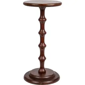 STORIED HOME Ergo Pedestal Cocktail Side Table - Brown