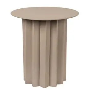 STORIED HOME Pleated Metal Side Table - Beige