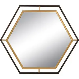 STORIED HOME Hexagon 2-tone Metal Framed Wall Mirror - Gold