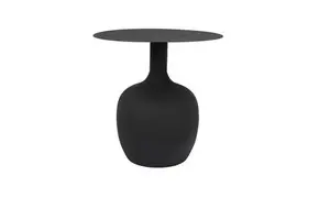 STORIED HOME Modern Textured Round Metal Side Table - Black
