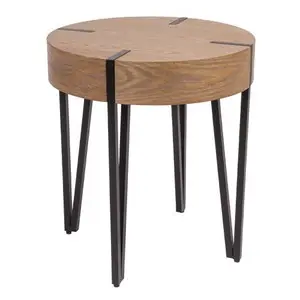 STORIED HOME Astoria Wood End Table With Metal Hairpin Legs - Natural