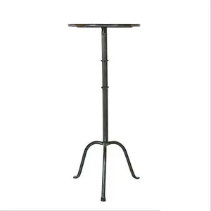 STORIED HOME Round Sleek Metal Martini Table - Black