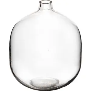 STORIED HOME Round Glass Vase With Narrow Lip - Clear