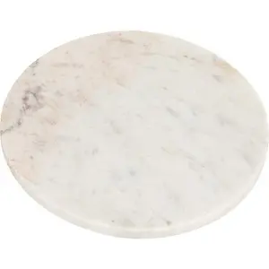STORIED HOME Large Round Marble Charcuterie Or Cutting Board - White