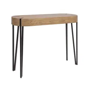 STORIED HOME Astoria Wood Console Table With Metal Hairpin Legs - Natural