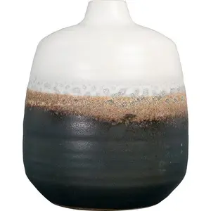 STORIED HOME Ombré Ceramic Vase With Reactive Glaze - Brown