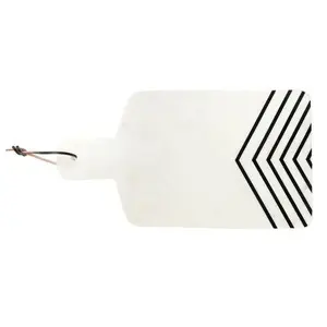 STORIED HOME Marble Cheese Board With Chevron Design - White