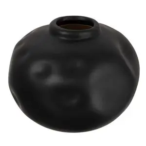 STORIED HOME Pinched Organic Shape Terracotta Vase - Black