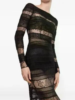Elie Saab Long-sleeve Lace Maxi Dress - Black