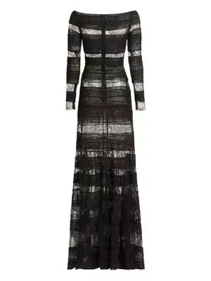 Elie Saab Long-sleeve Lace Maxi Dress - Black