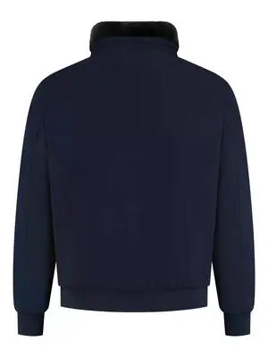 MOORER Buttoned Fur-collar Jacket - Blue
