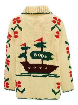 BODE Patterned Intarsia Knit Cardigan