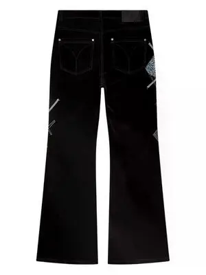 OPEN YY Argyle-patched Bootcut Trousers