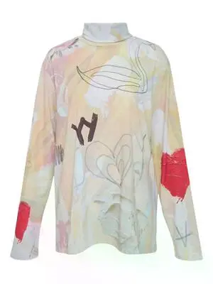 OPEN YY Graphic-print Turtleneck Top