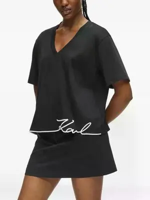 Karl Lagerfeld Short-sleeved V-neck T-shirt - Black