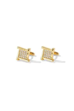 CLASSICHARMS Atlas Square Grid Cufflinks - Gold/clear