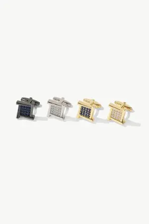 CLASSICHARMS Atlas Square Grid Cufflinks - Gold/clear