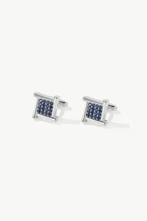 CLASSICHARMS Atlas Square Grid Cufflinks - Silver/blue