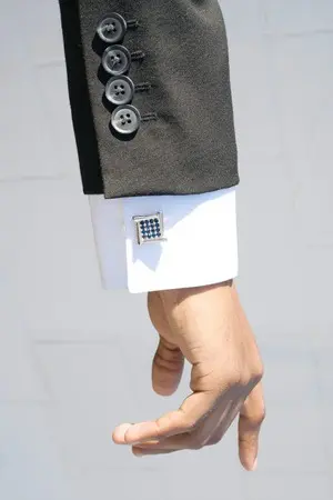 CLASSICHARMS Atlas Square Grid Cufflinks - Silver/blue
