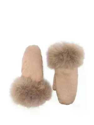 LISKA Textured-trim Mittens - Neutrals