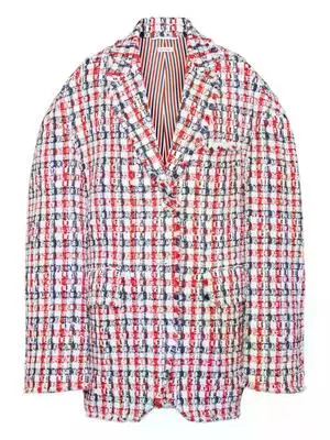 Thom Browne Gingham-check Tweed Jacket - Red