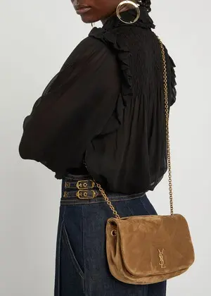Saint Laurent Jamie 4.3 Mini Suede Shoulder Bag - Brown