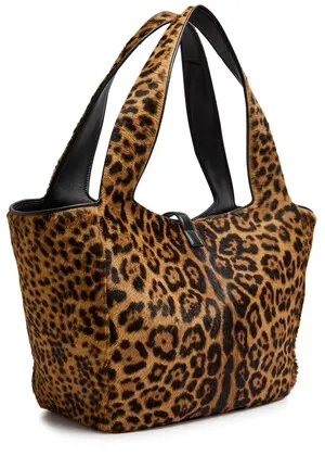 Saint Laurent Le 5 À 7 Besace Calf-hair Tote - Leopard