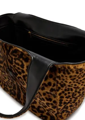 Saint Laurent Le 5 À 7 Besace Calf-hair Tote - Leopard