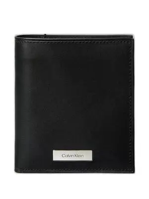 Calvin Klein Logo-plaque Trifold Leather Wallet - Black