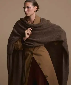 Jenni Kayne Fisherman Sweater Blanket Shawl - Brown