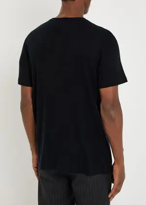 Saint Laurent Logo-embroidered Wool T-shirt - Black