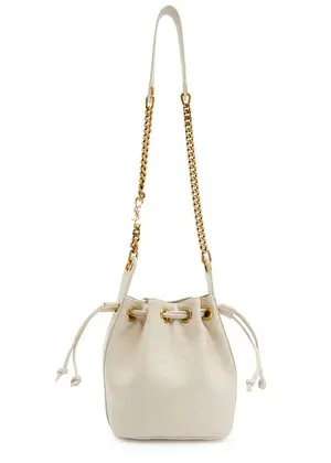 Saint Laurent Bo Chain Quilted Leather Bucket Bag - Ivory