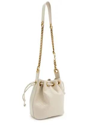 Saint Laurent Bo Chain Quilted Leather Bucket Bag - Ivory