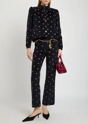 Rixo Nyla Floral Embroidered Fine Cord Jacket