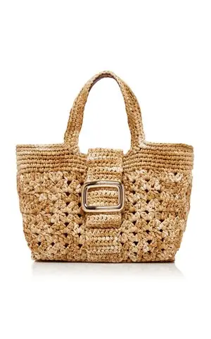 ROGER VIVIER Grand Vivier Choc Raffia Crochet Tote - Neutral