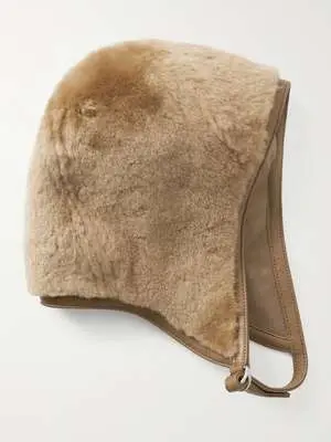 Acne Studios Leather-trimmed Shearling Hood - Camel