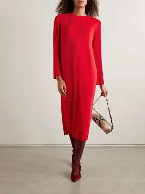 Tibi Plissé-crepe Midi Dress
