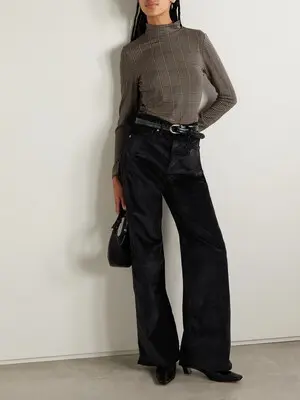 Veronica Beard Taylor Cotton-blend Velvet Wide-leg Pants