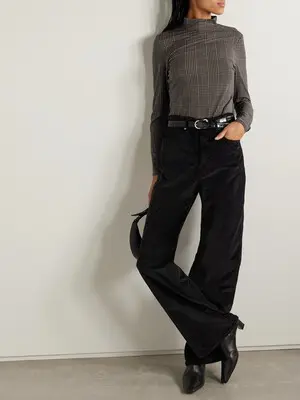 Veronica Beard Nate Prince Of Wales Stretch-lyocell Top - Brown