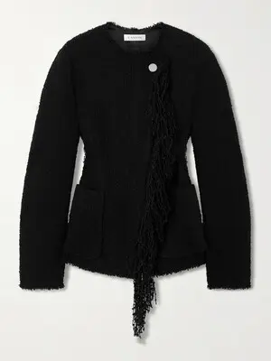 LANVIN Fringed Wool-blend Bouclé Jacket - Black