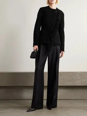 LANVIN Fringed Wool-blend Bouclé Jacket - Black