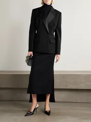 LANVIN Double-breasted Satin-trimmed Wool Blazer