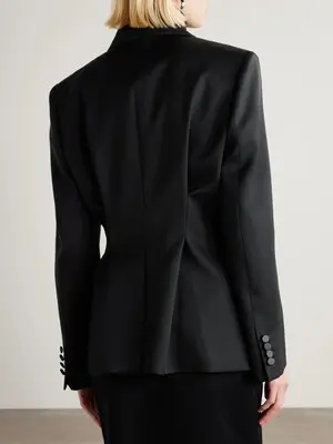LANVIN Double-breasted Satin-trimmed Wool Blazer