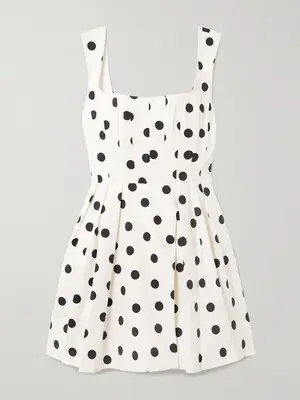 Rebecca Vallance Maisie Pleated Polka-dot Mini Dress - White