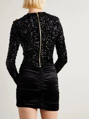 Balmain Sequined Velvet Mini Dress