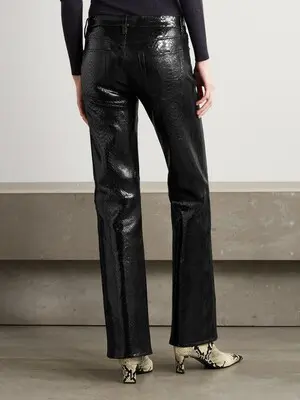 FRAME Croc-effect Leather Flared Pants